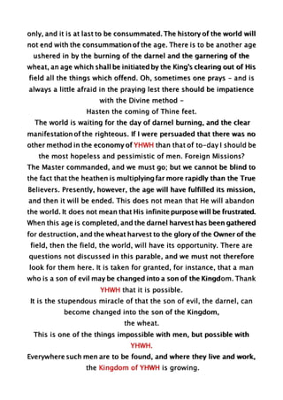 The Parable of the Darnel (YHWH) | PDF