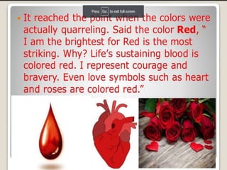 The parable of the rainbow colors by juan m. flavier | PPTX