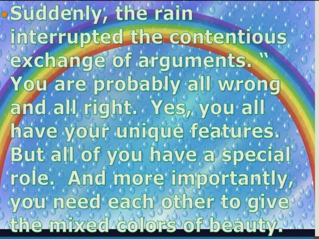 The parable of the rainbow colors by juan m. flavier | PPTX