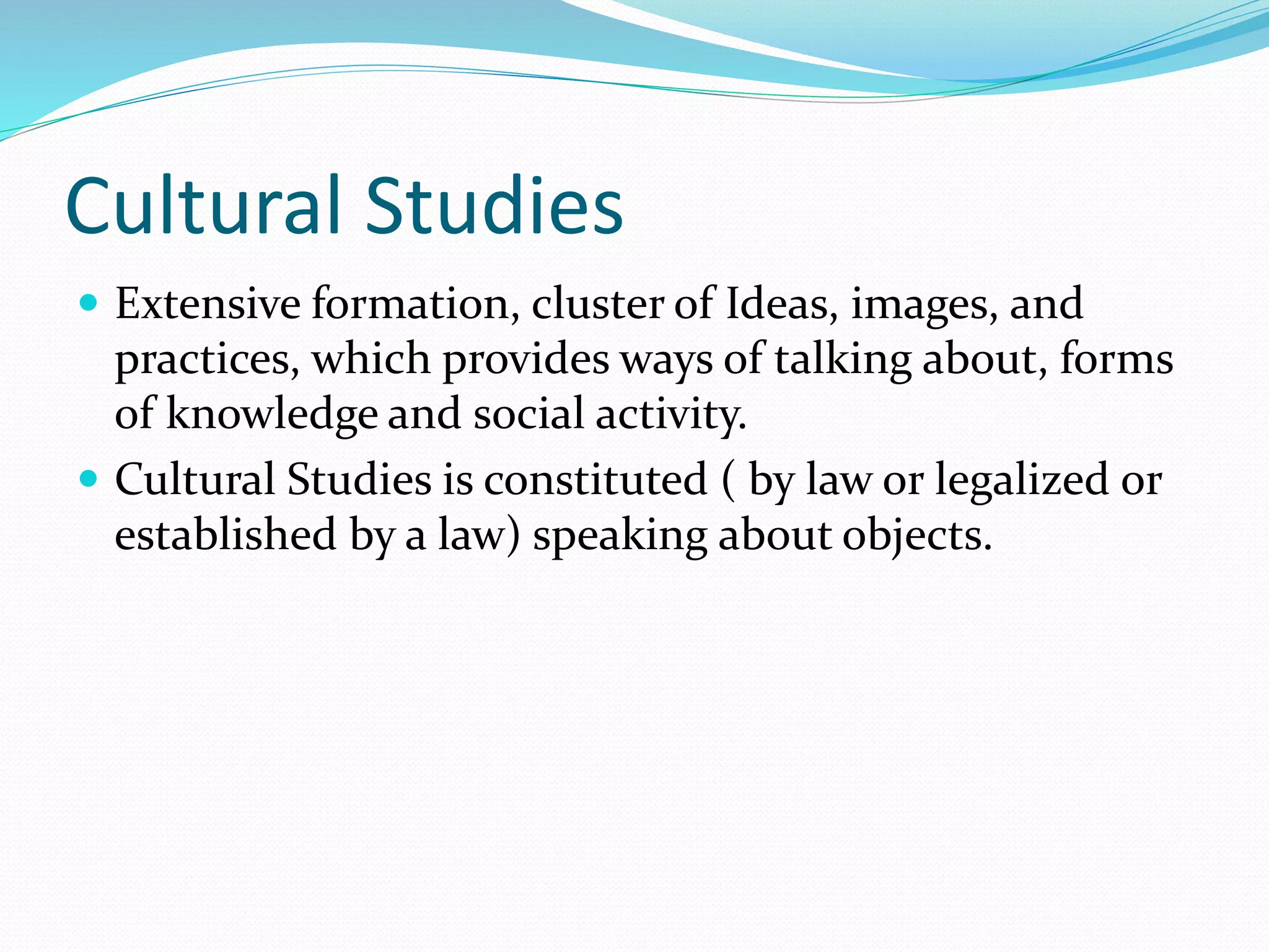 The parameters of cultural studies | PPTX