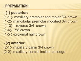 The partial veneer crown , inlay and onlay.pptx