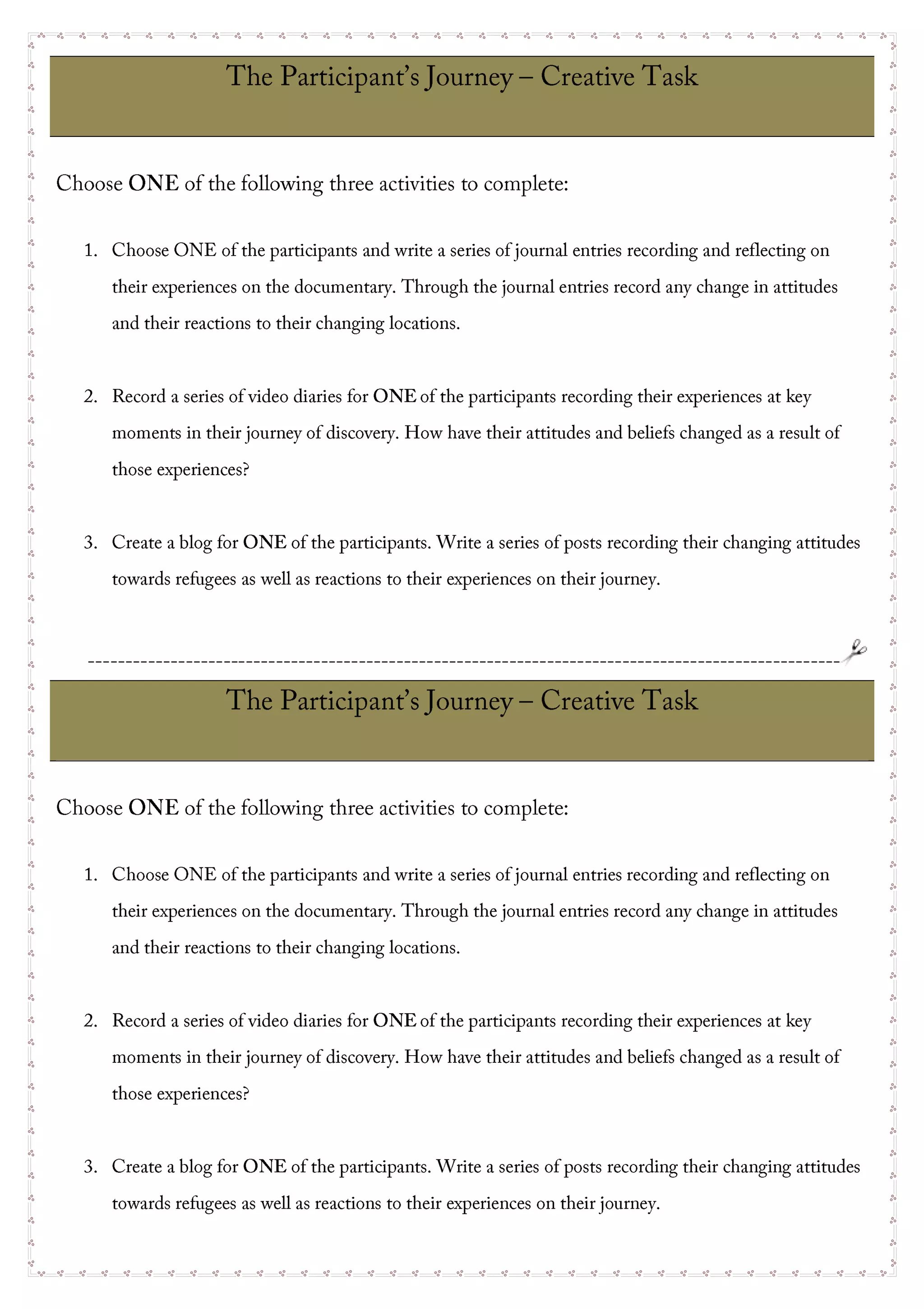 The participant’s journey – creative task | DOCX