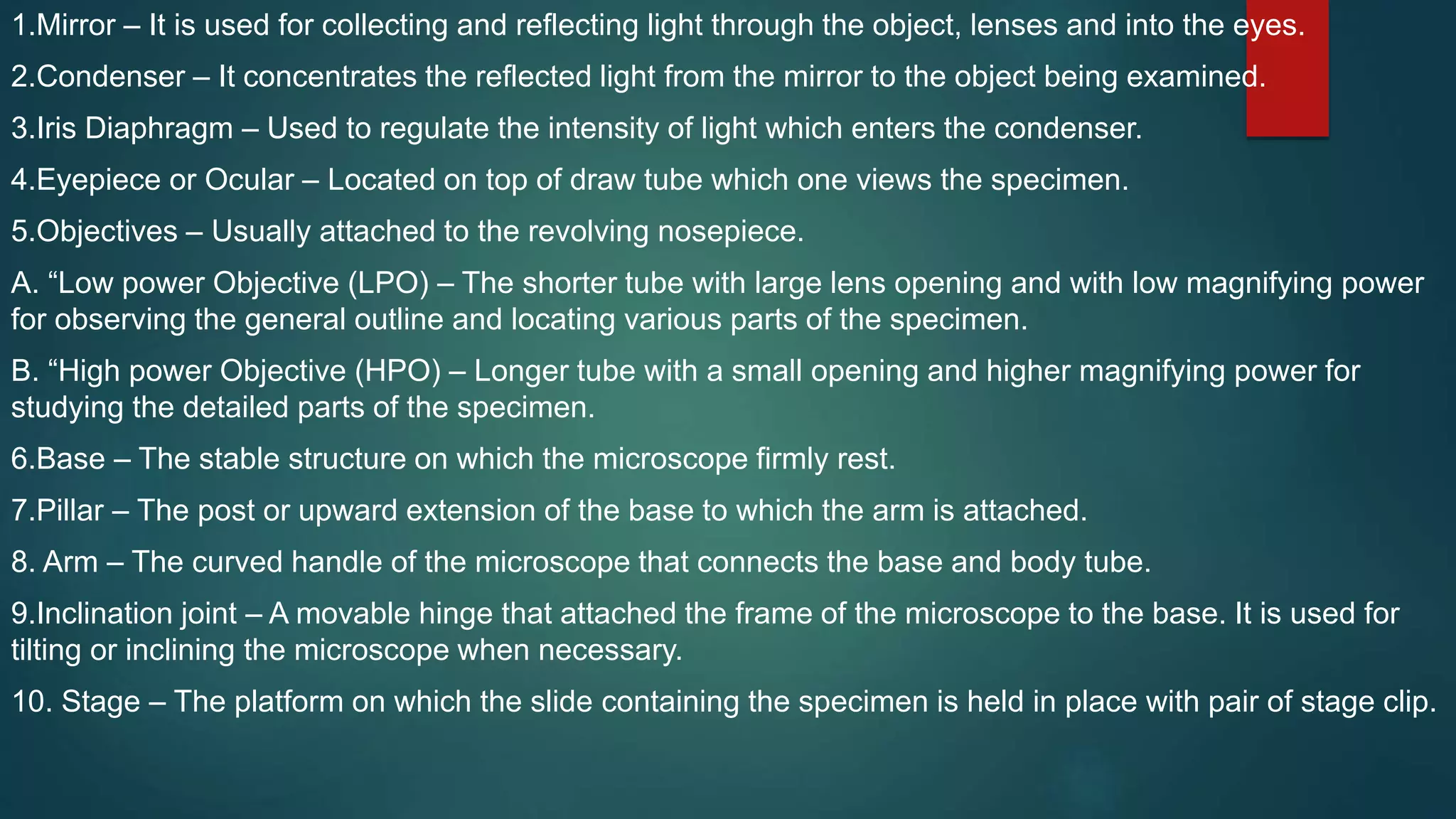 The parts and functions of the compound microscope | PPTX