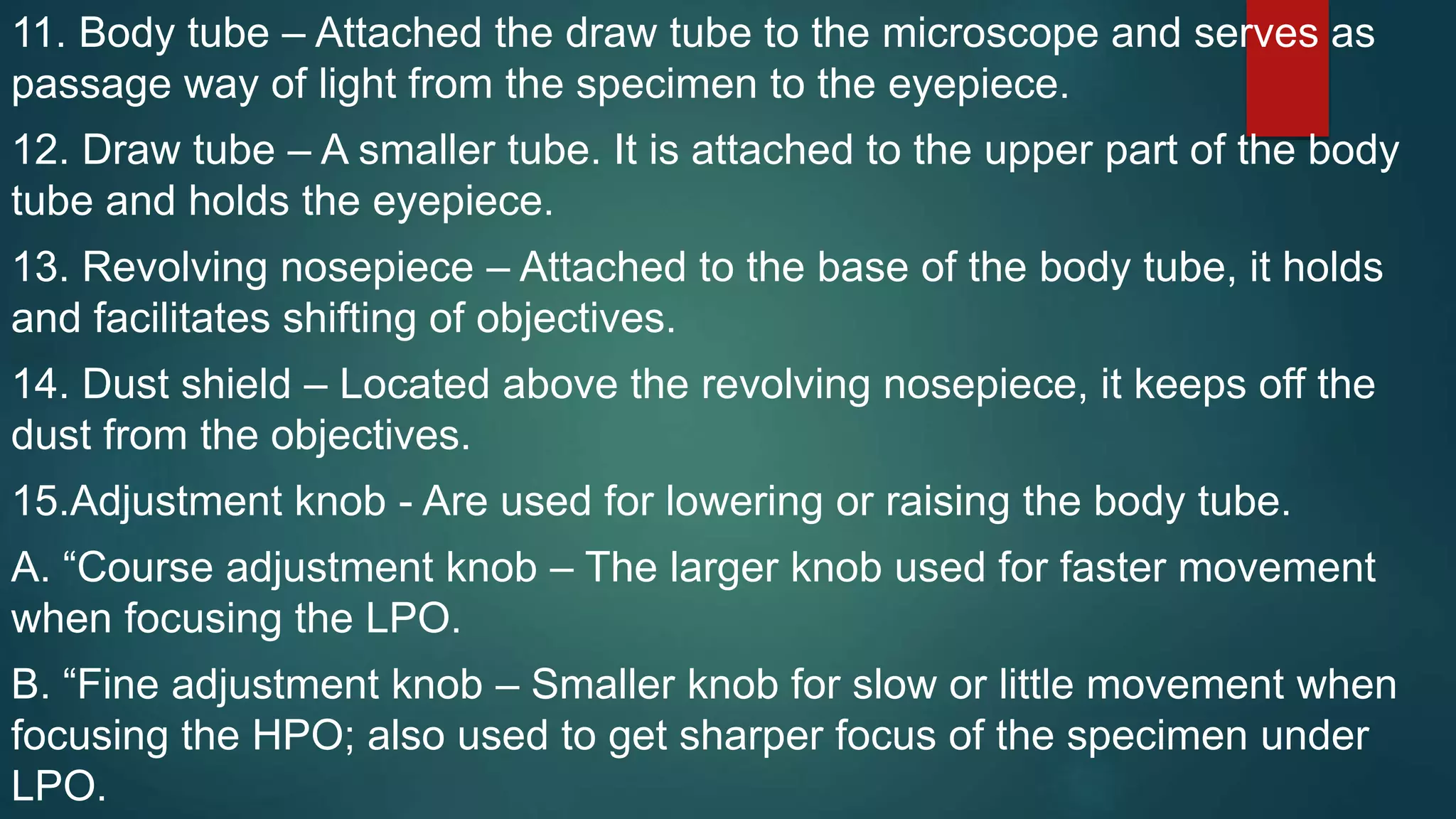 The parts and functions of the compound microscope | PPTX