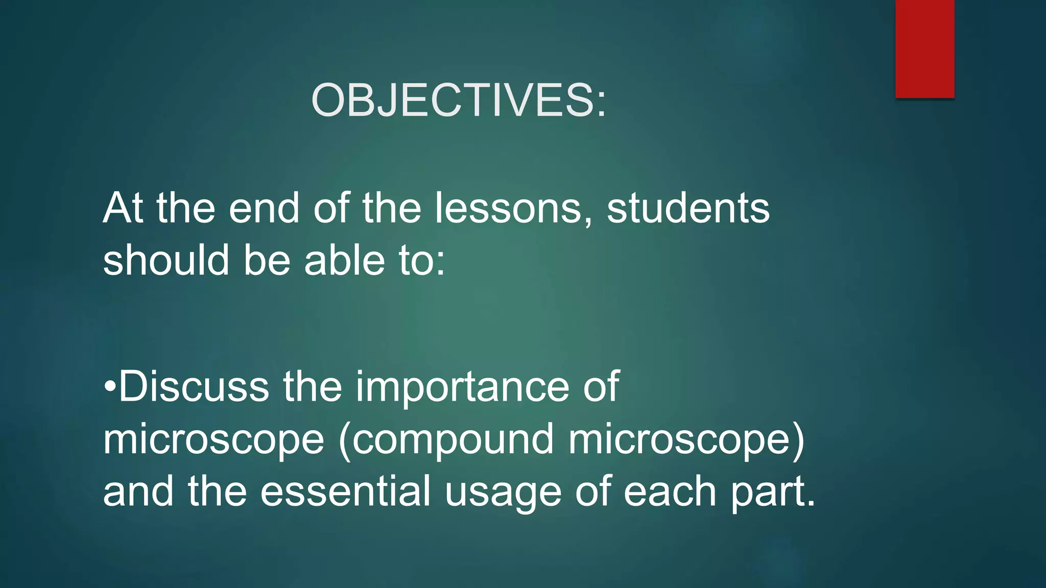 The parts and functions of the compound microscope | PPTX