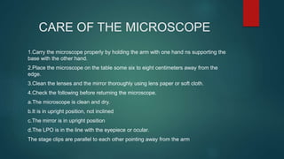 The parts and functions of the compound microscope | PPTX
