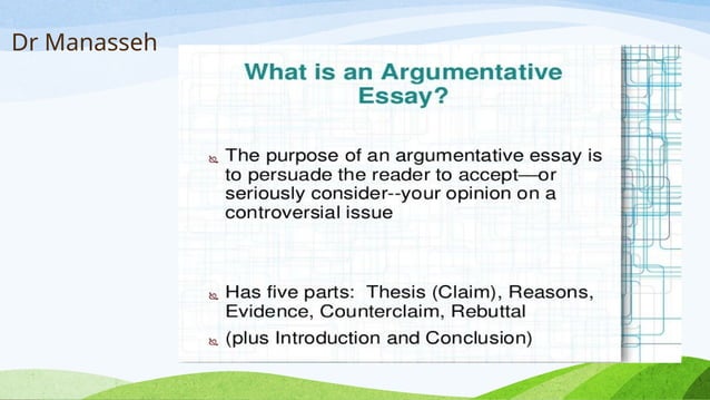 Parts of an Argument Essay: Opinion Based Writing | PPT