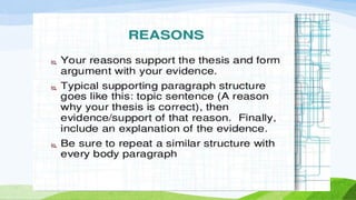 Parts of an Argument Essay: Opinion Based Writing | PPT
