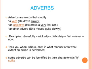 THE PARTS OF SPEECH - Lesson & Exercices.ppt