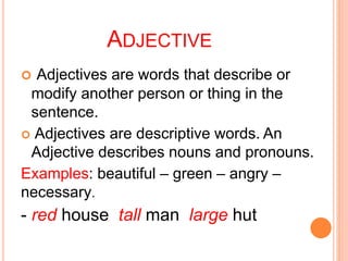 THE PARTS OF SPEECH - Lesson & Exercices.ppt