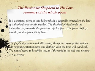 The passionate shepherd to his love | PPT | Dogs | Pets