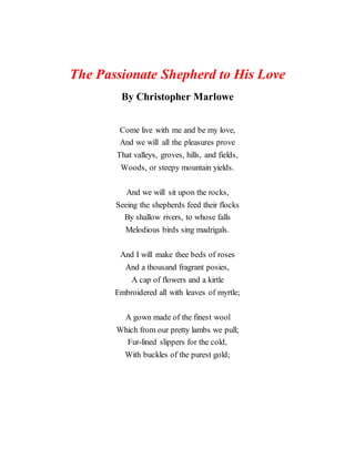 The Passionate Shepherd to his Love | DOCX | Women\'s Outerwear | Women ...
