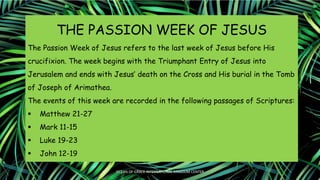 The Passion Week of Jesus | PDF