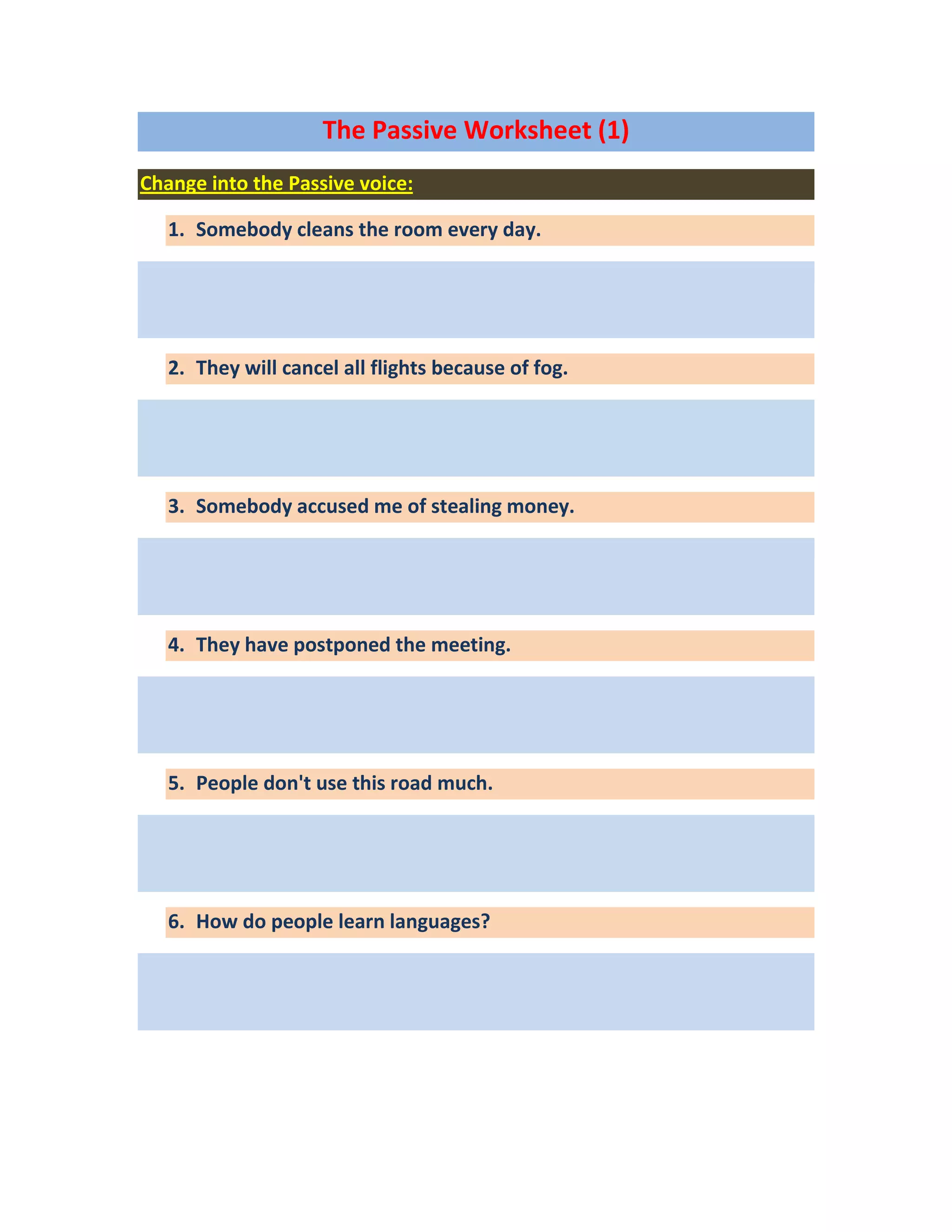 The passive worksheet 1 | PDF
