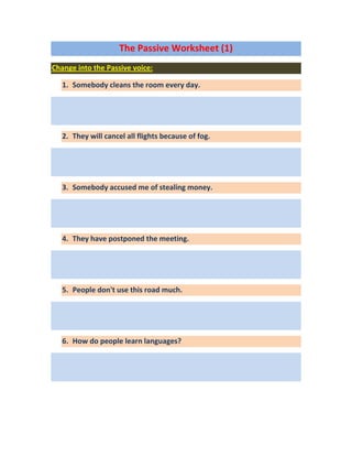 The passive worksheet 1 | PDF