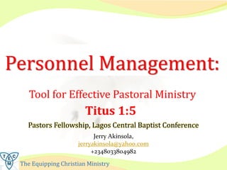 The pastor and personnel management | PDF