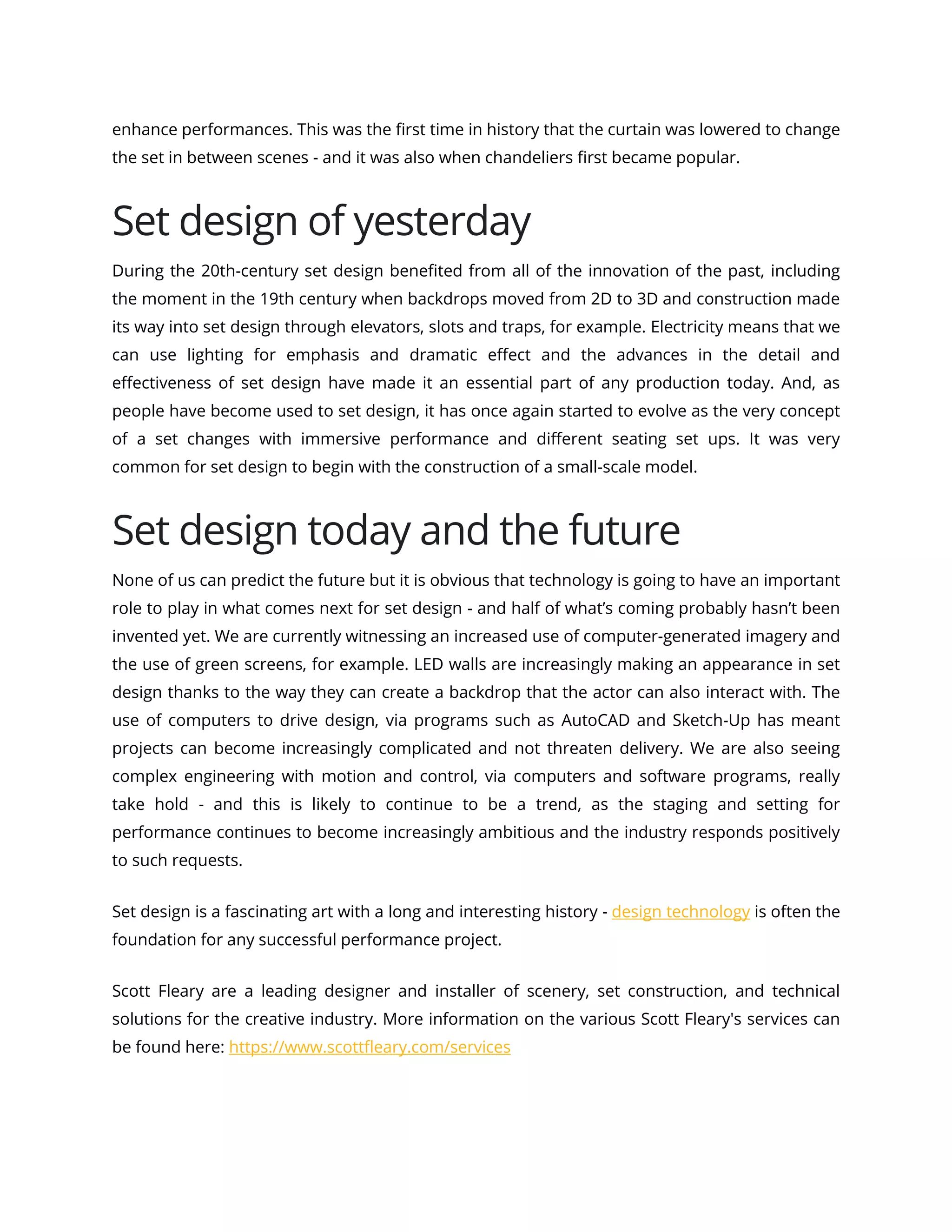 The past, present and the future of set design - Scott Fleary ...