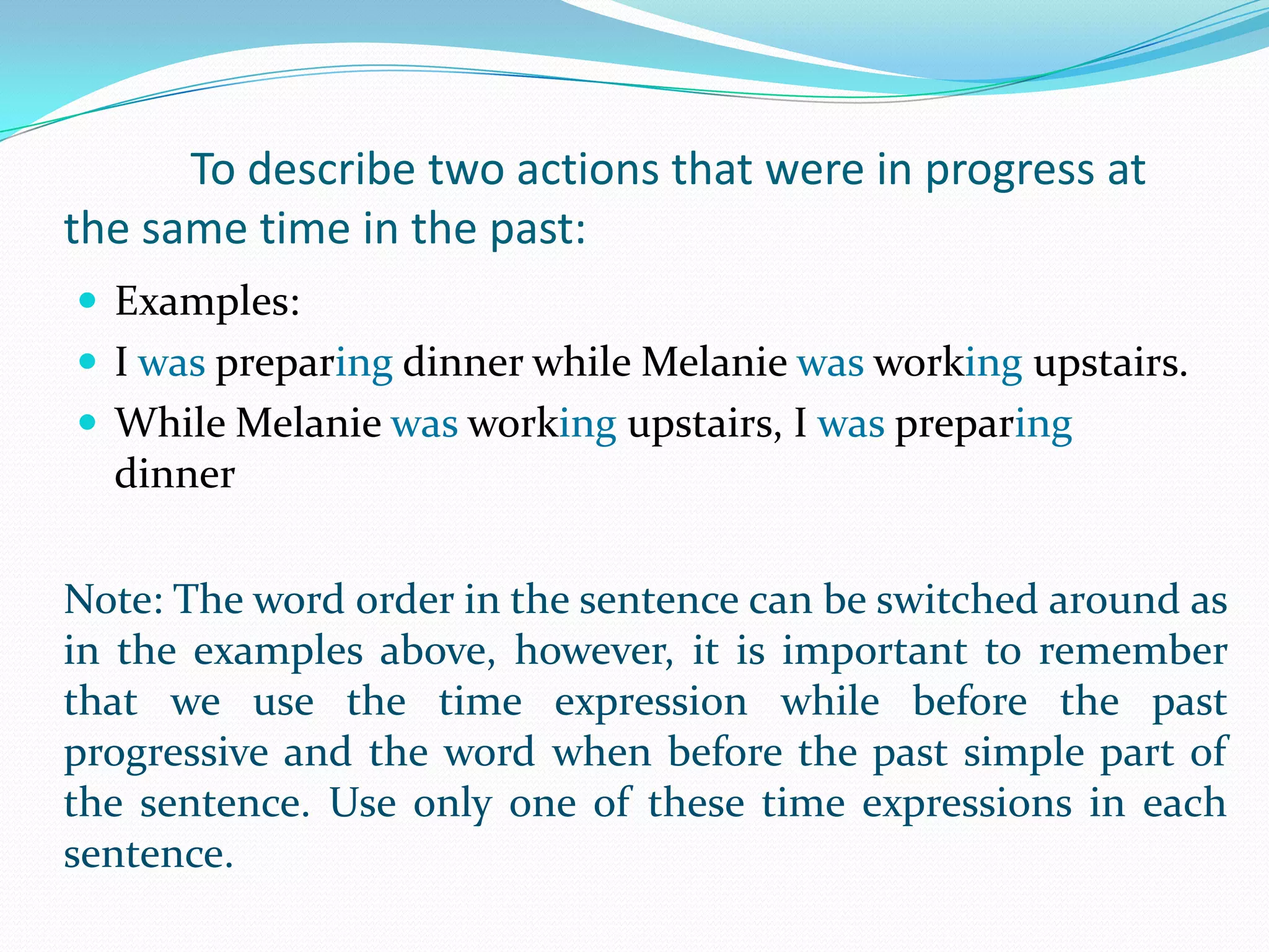 The past progressive tense | PPTX