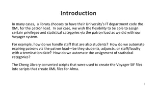 The path to flexible loading of patron records | PPT