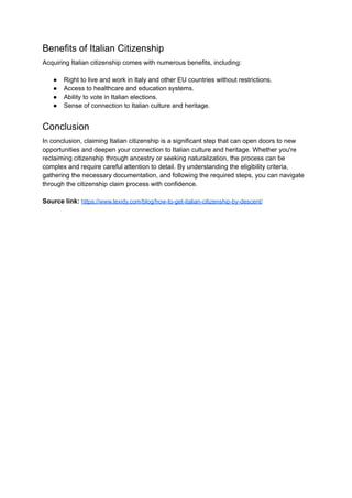 The Path to Italian Citizenship: A Comprehensive Guide | PDF