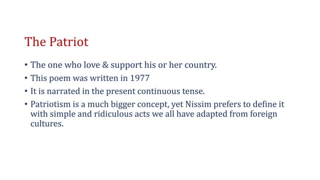 The Patriot.pptx | Poetry | Books and Literature