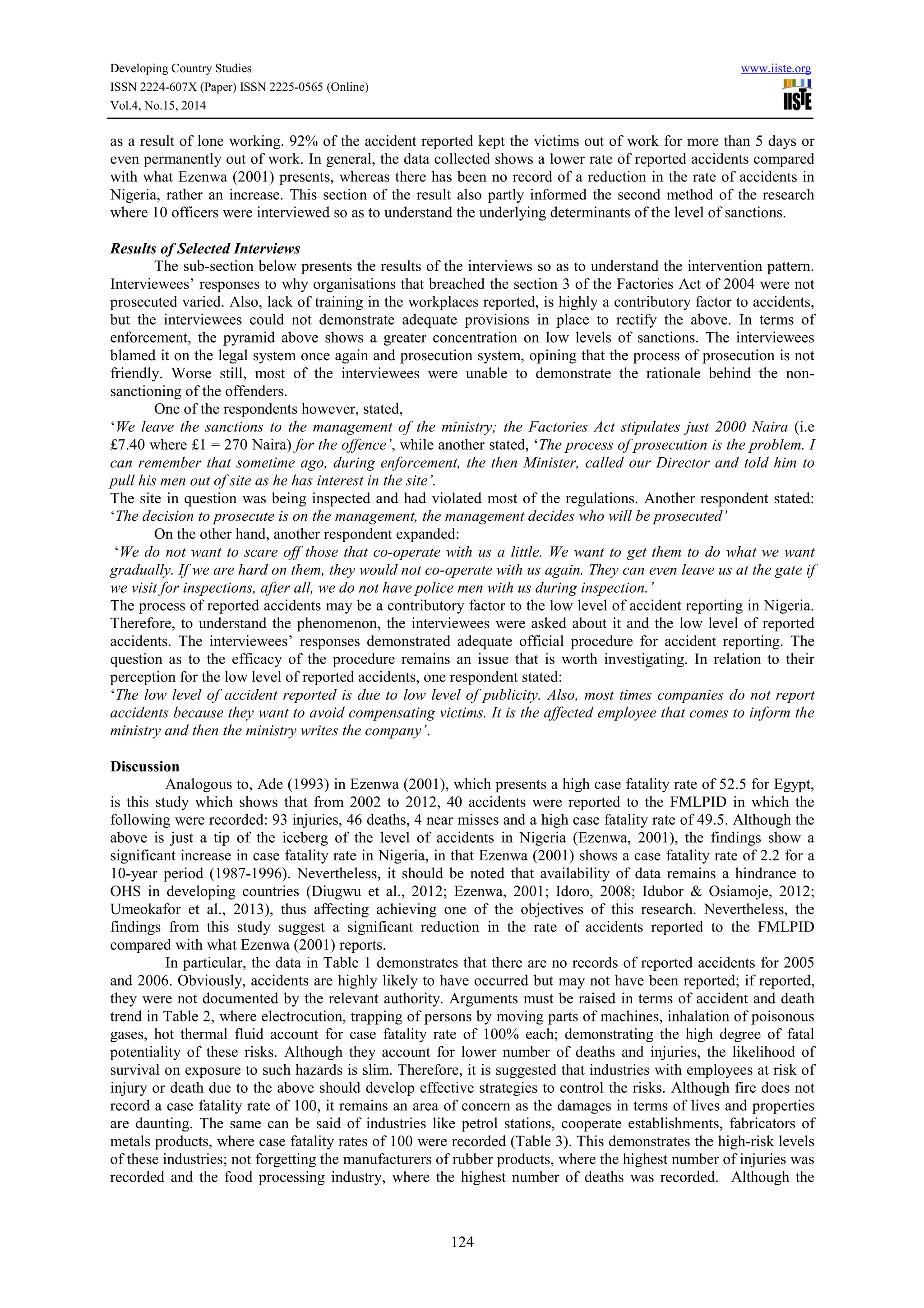 The pattern of occupational accidents, injuries, accident causal ...