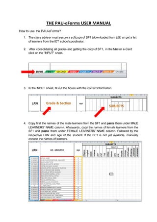 PAU eForm aka Philippine Assessment Unified electronic form | DOCX ...