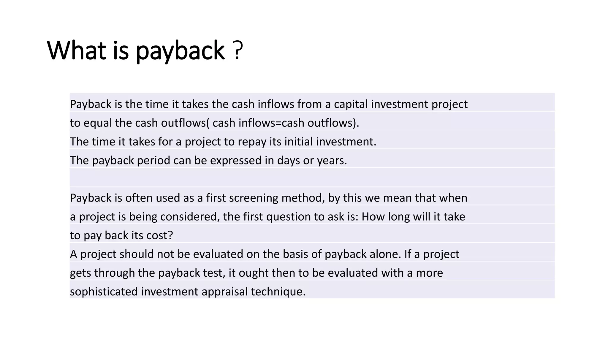 The payback method of capital investment appraisal-ACCA F9 | PPTX