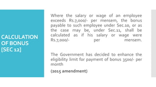 The payment of bonus (amendment) bill | PPT