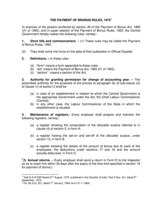 The Payment of Bonus Rules 1975 | PDF