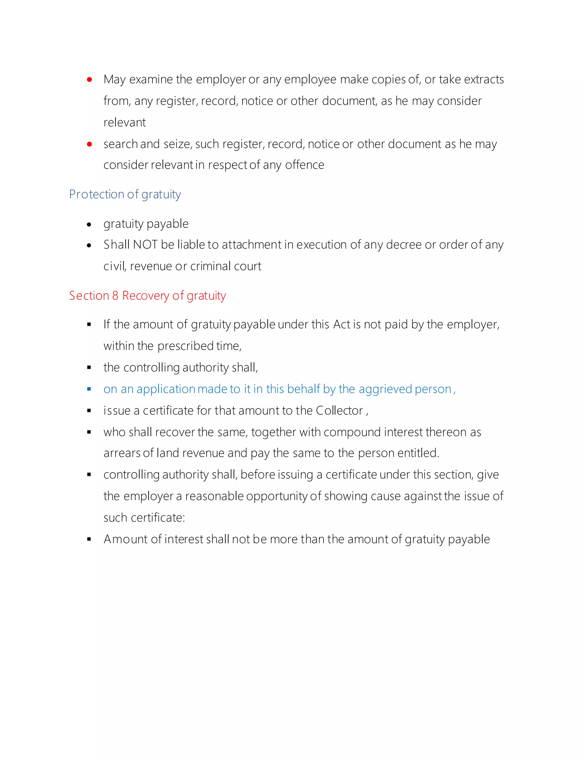 The payment of gratuity act | DOCX