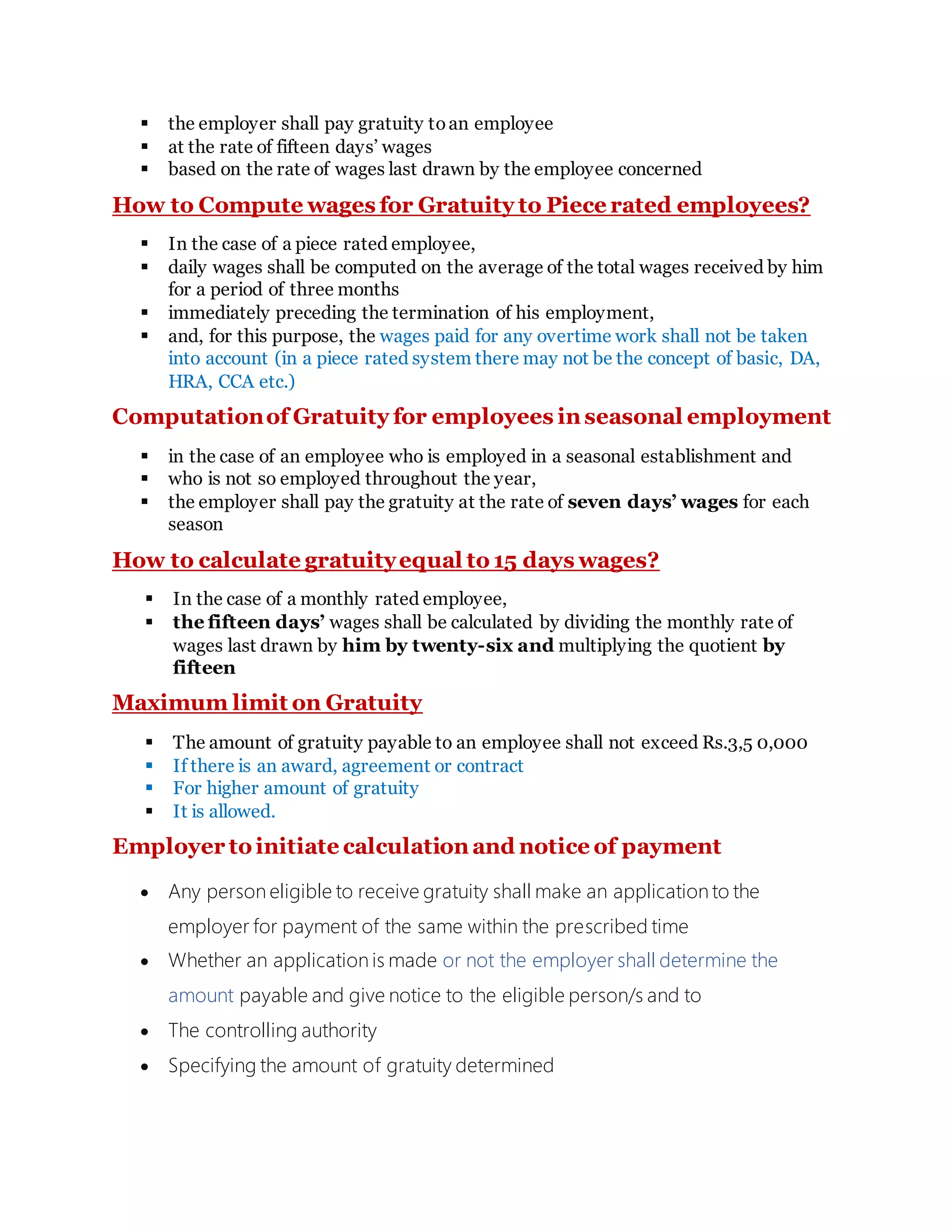 The payment of gratuity act | DOCX