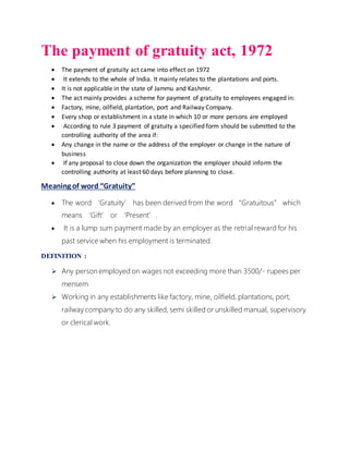 The payment of gratuity act | DOCX