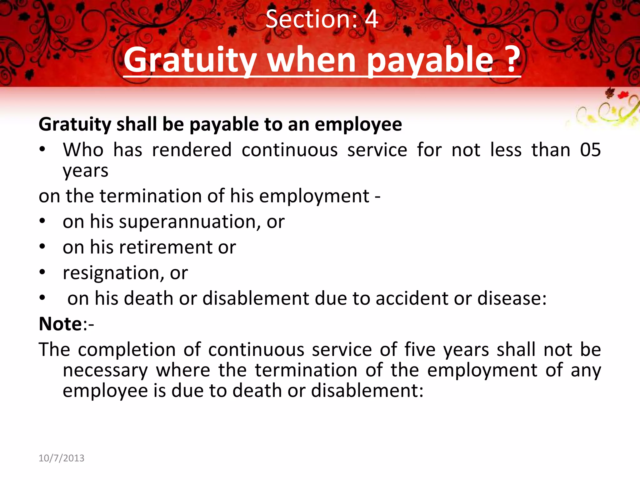 The payment of gratuity act,1972 | PPTX