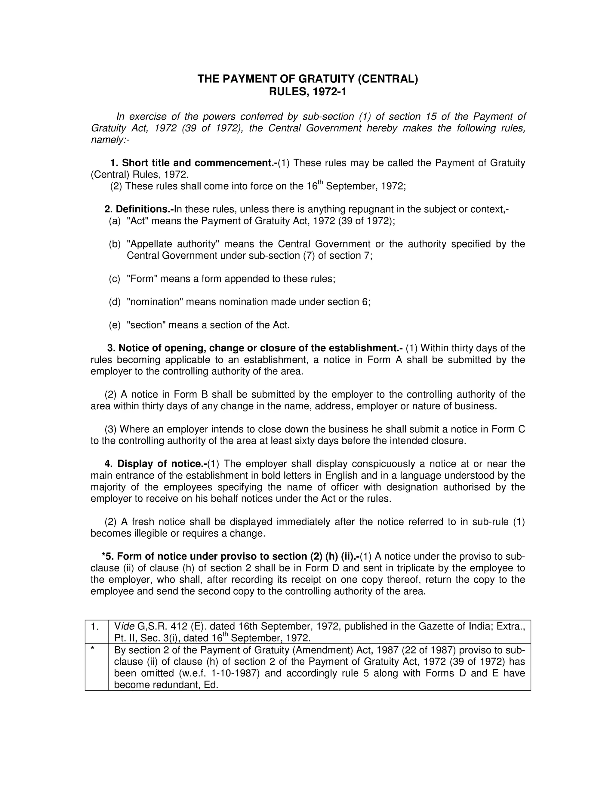 The Payment of Gratuity Rules | PDF