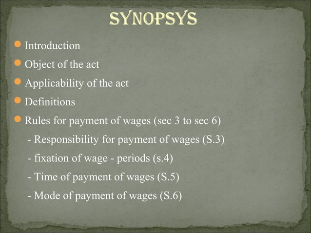 The Payment of Wages Act, 1936 | PPT | Personal Taxes | Personal Finance