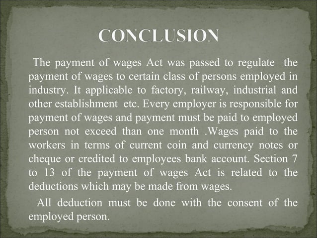 The Payment of Wages Act, 1936 | PPT | Personal Taxes | Personal Finance