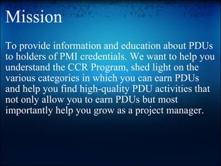 PMI Gives 15 Free PDUs to Every Project Manager | PPT