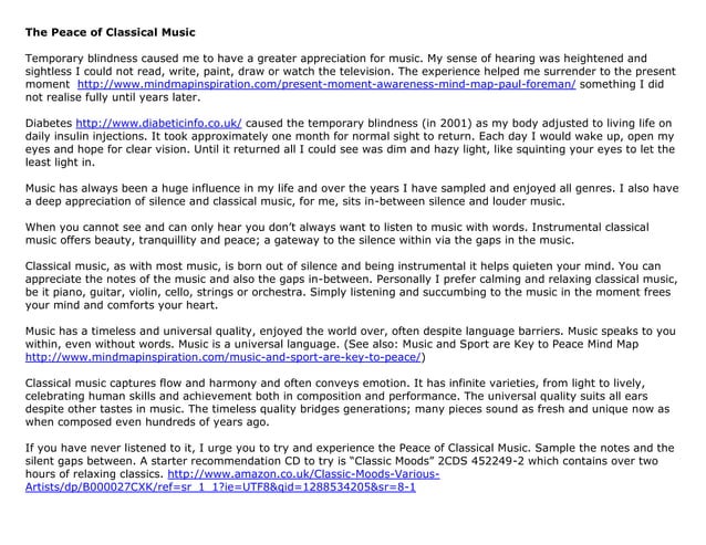 The peace of classical music Mind Map | PDF | Classical Music | Music