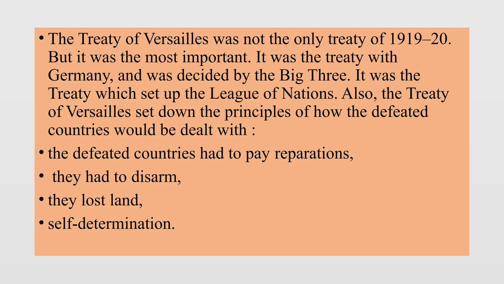 THE PEACE TREATIES grade 8 history igcse | PPTX