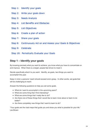 Thepeakperformancecenter.com 10 steps of goal setting | PDF