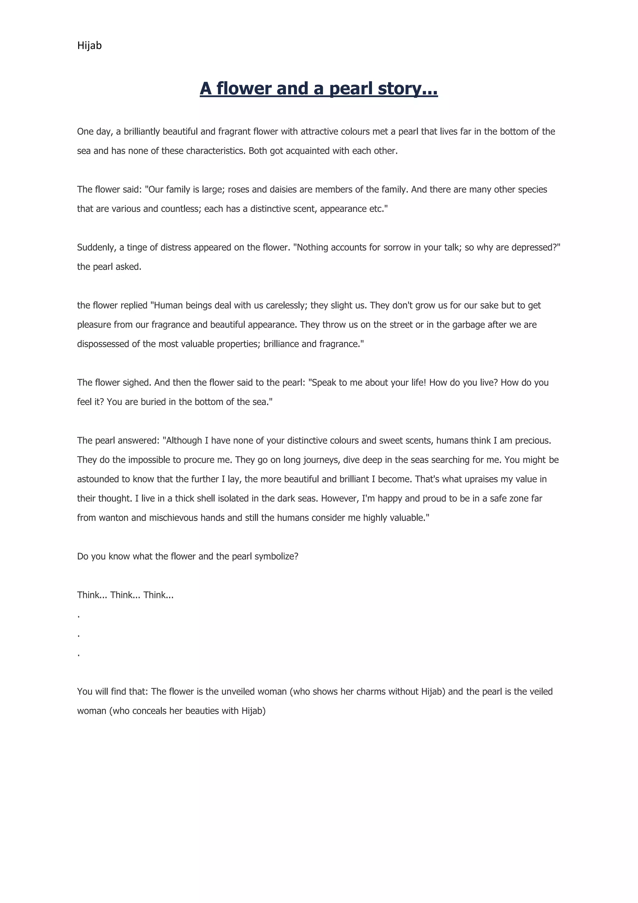 The pearl and the flower story | DOCX