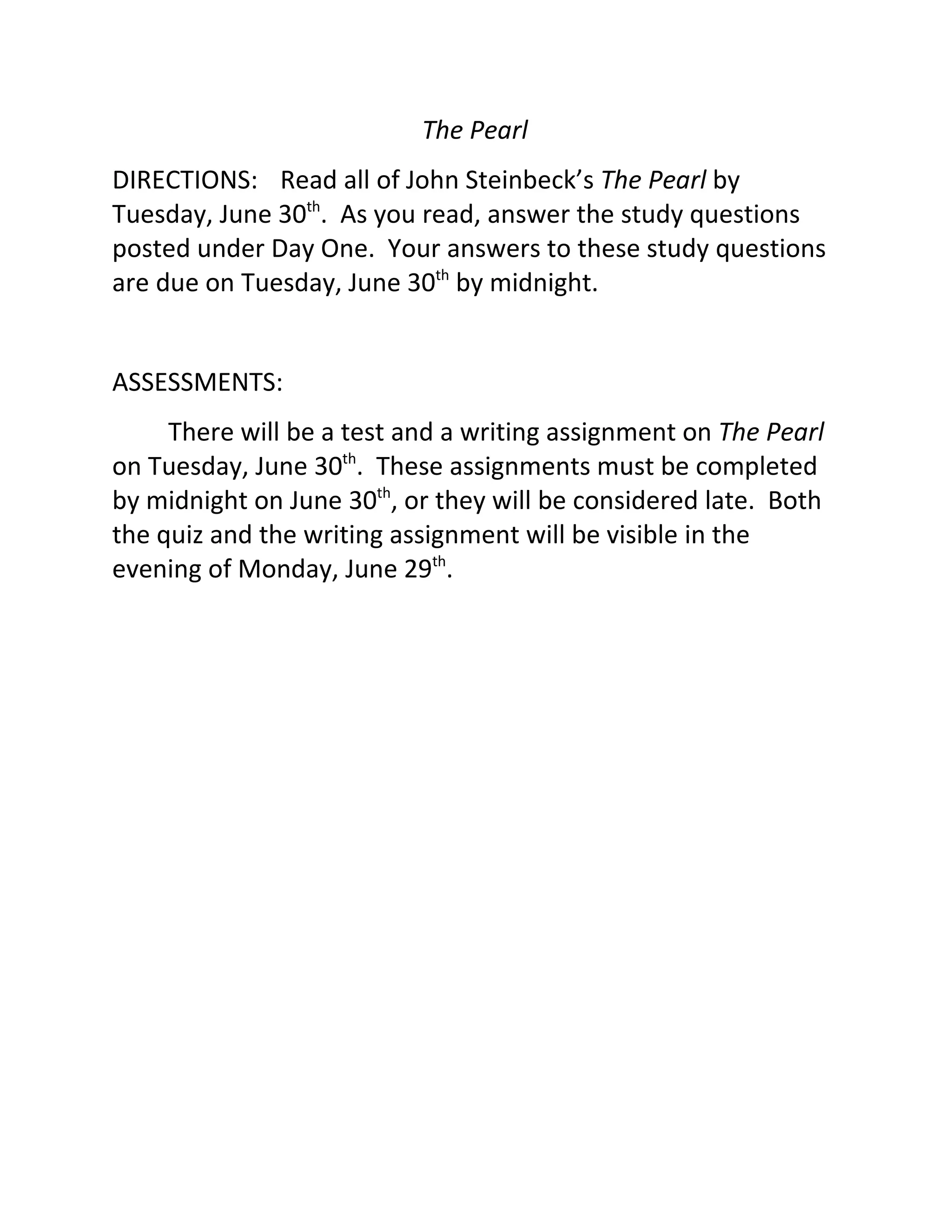 The Pearl Assignments | DOC