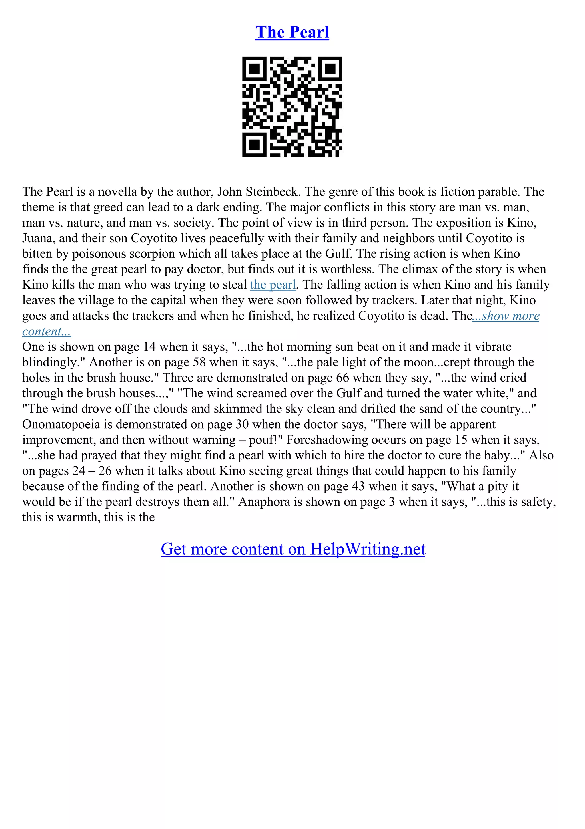 The Pearl John Steinbeck Essay | PDF