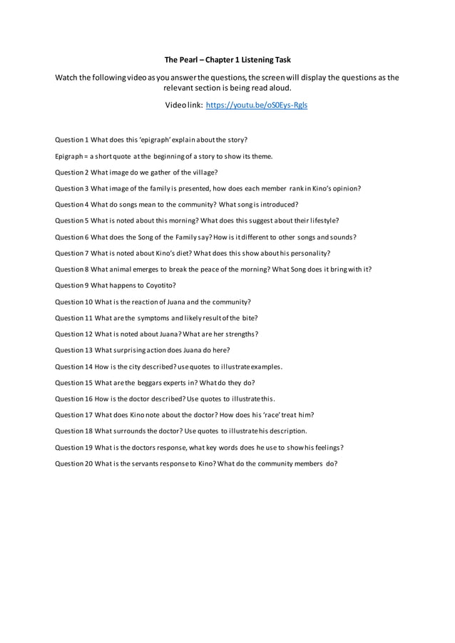The pearl listening task chapter 1 task sheet - self-guided listening ...