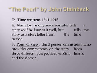 The Pearl: An Ecological Novella by John Steinbeck | PPT | Genres