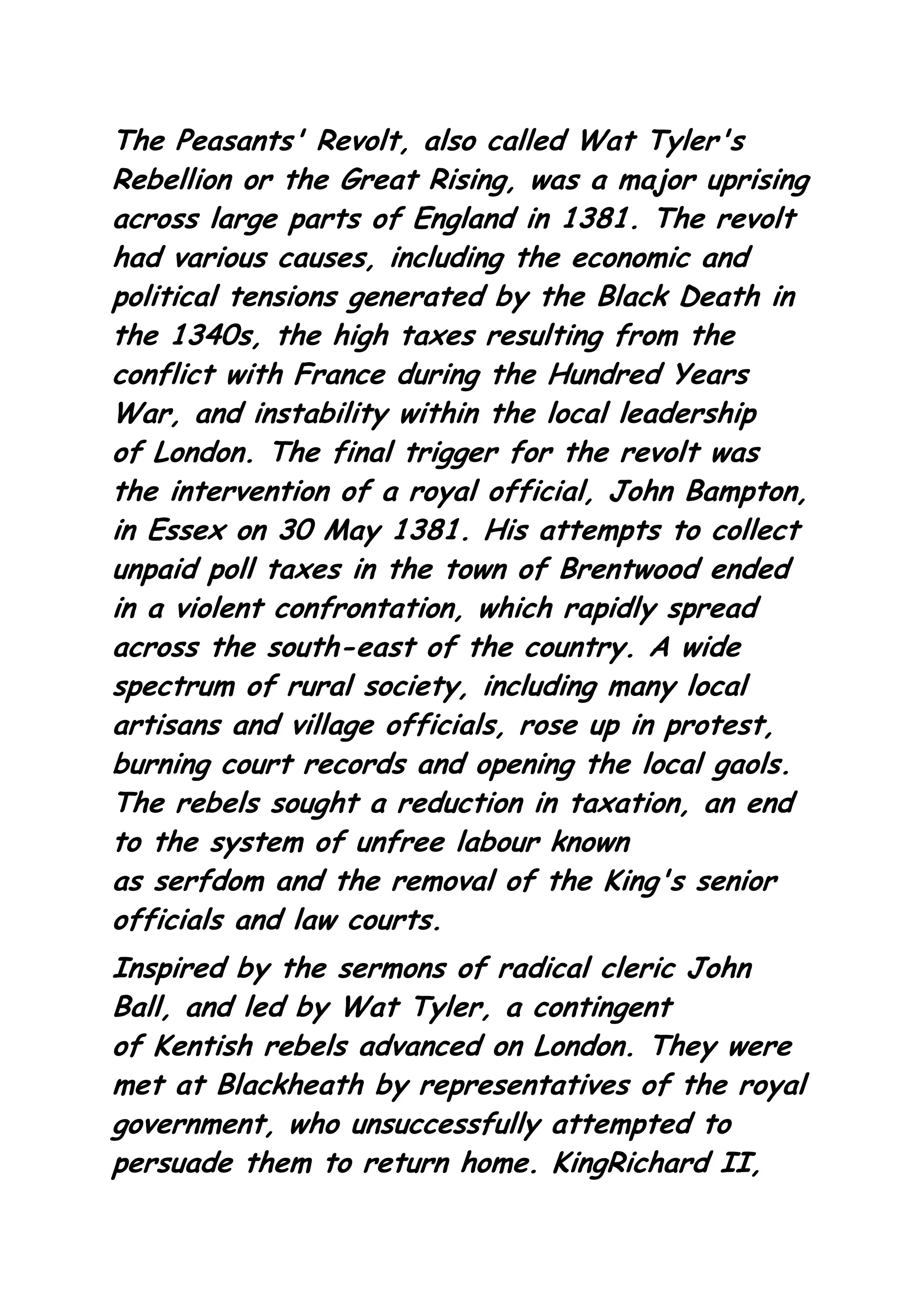 The peasants revolt | DOCX