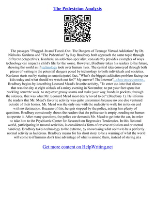 The Pedestrian Essay | PDF