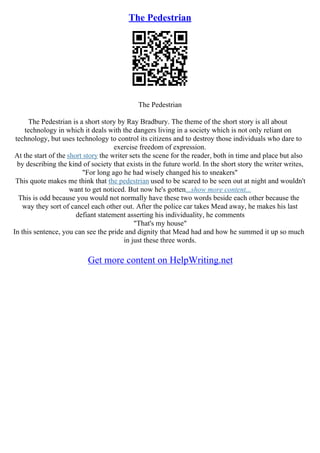 The Pedestrian Essay | PDF