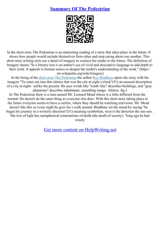 The Pedestrian Essay | PDF